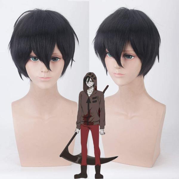 商品名:  ydound Cosplay Wig Zack Wigs Anime Angels of Death Cosplay Wig Synthetic 30cm Black Men Hair Zack Isaac Foster Ang...