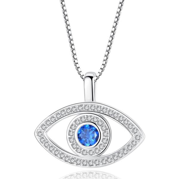 商品名Psiroy Girls Jewelry 925 Sterling Silver Plated Necklace Created Blue Topaz Crystal Evil Eyes Necklace for Womenブランド：...