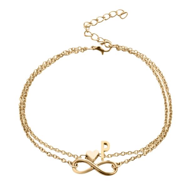 商品名:  Bracelet for Girls of The Rings Poster Heart Layer Anklet Female Bracelets Letters Letters Chain Double Initial 26...