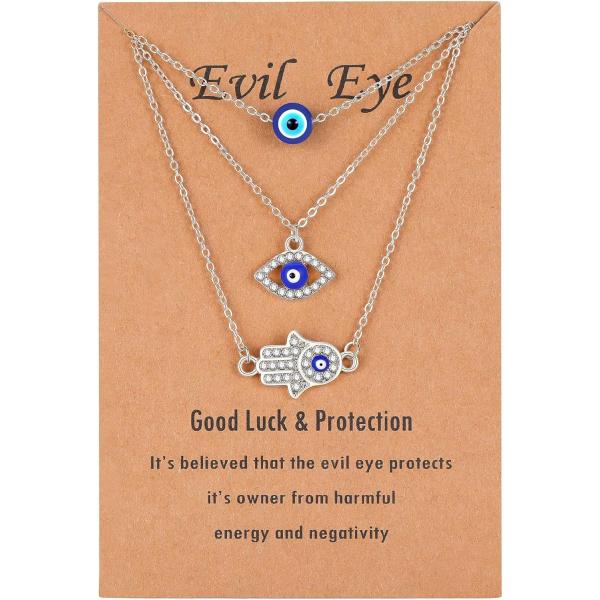 商品名2/3個 華奢な邪眼ネックレス ハムサハンド ファティマネックレス トルコブルーアイ ペンダントネックレス ラッキーオジョカバラ保護 ジュエリーギフト レディース ガールズ, 亜鉛, ラインストーンCOLORFUL BLING 2/3...