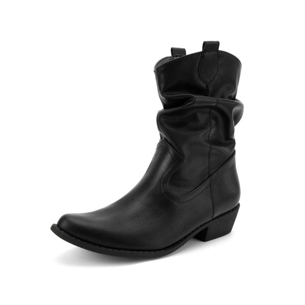 商品名:  MaxMuxun Women's Western Cowgirl Boots with Low Heel Mid Calf Pointed Toe Fall Winter Cowboy Boots Black size 11ブラ...