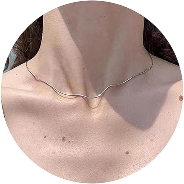 商品名DEARMAY 女性用ヘリンボーンネックレス 華奢なゴールドネックレス 女性用シルバーネックレス ゴールドチェーン スターリングシルバーチェーンネックレス 女性用ヘリンボーンネックレス 薄型チャンキーチェーンネックレス チョーカーネッ...