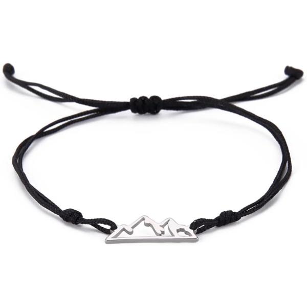 商品名UNIFT マウンテンレンジ ダブルロープブレスレット レディース メンズ ステンレススチール ファッション ホローアウトスタイル 山脈 二層 ハンドメイド ブレスレット 自然愛好家 ジュエリー ギフト, ステンレス鋼, 宝石なし。U...