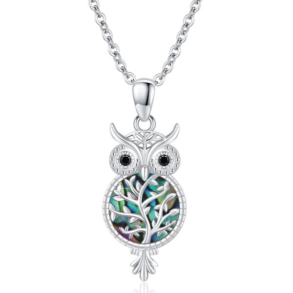 商品名:  Owl Tree of Life Necklaces for Women 925 Sterling Silver with Abalone Shell Family Tree of Life Owl Pendant Neckla...