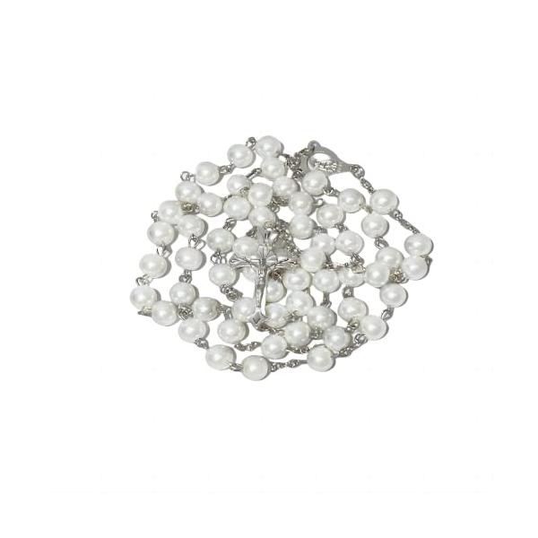 商品名: FLAFARY ロザリオセット 初聖体拝領ロザリオ 女の子 男の子 ロザリオ ビーズ カトリック 男性 女性 子供用 透明ビニール袋入り ロザリオネックレス 母 祖母 高齢者へのギフトに (ホワイト) FLAFARY Rosary...