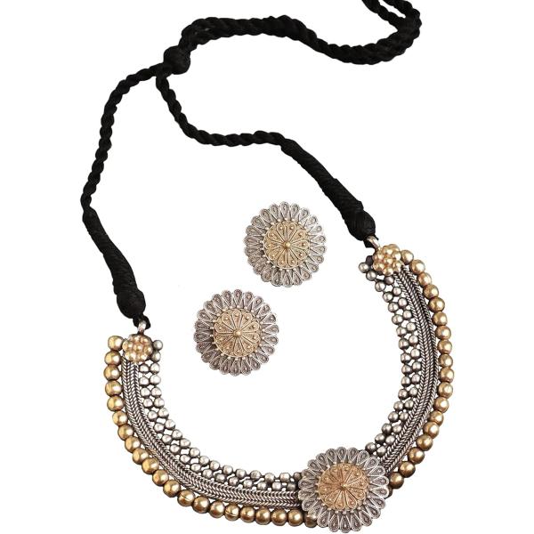 商品名OZANOO デュアルトーンシルバーそっくりボールチェーン ラウンドチョーカーネックレスセット レディース&amp;ガールズ, 真鍮, 宝石なし。Ozanoo Dual Tone Silver Lookalike Ball Chain...