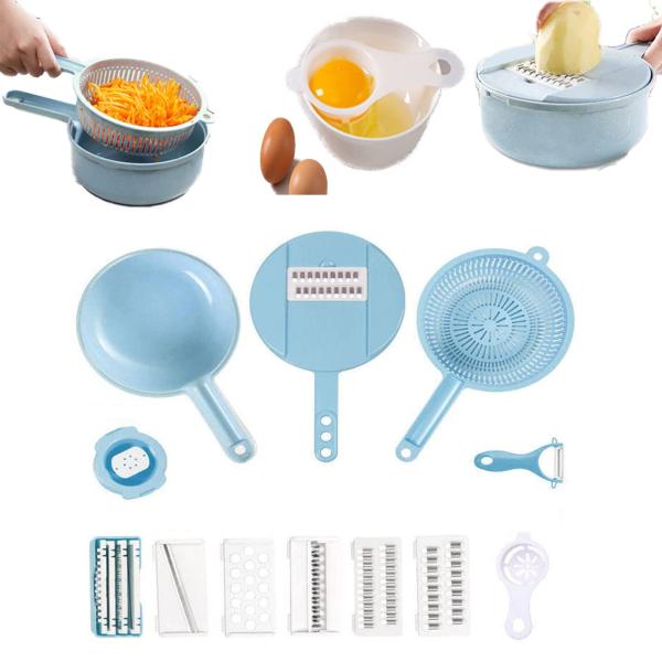 商品名:  12Pcs Sets Multi-Function Vegetable Slicer,Onion Mincer Chopper, Vegetable Chopper, Cutter, Dicer, Egg Slicer with...