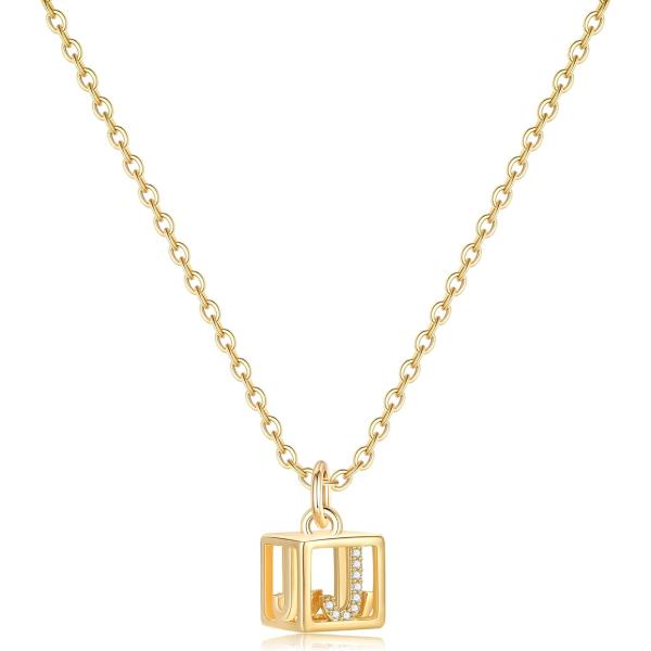 商品名MJartoria 14Kゴールドメッキ シングルレイヤー イニシャルネックレス レディース 幾何学ペンダント A-Z レターネックレス 華奢なチェーンネックレス 女性用ジュエリー, 金属, 宝石なし。MJartoria 14K Go...