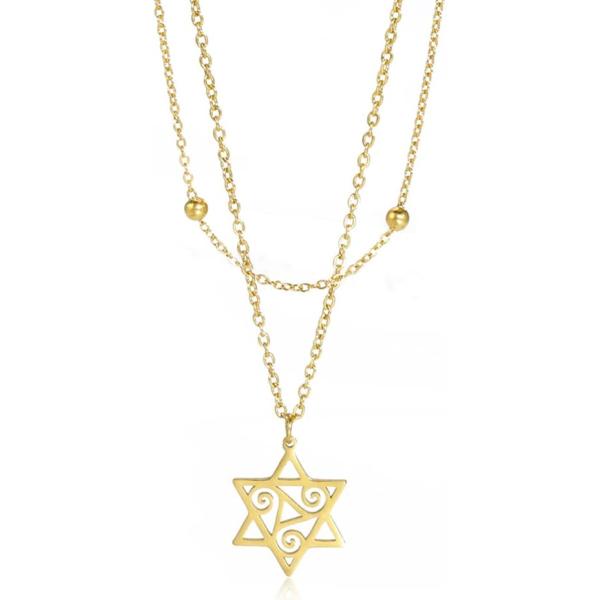 商品名unift ダビデスターケルトトリプルスパイラルレイヤードネックレス レディース メンズ ステンレススチール ホローアウト ダビデの星 トリプルスパイラルペンダントネックレス ジュエリーギフト 女の子向け, ステンレス鋼, 宝石なしU...