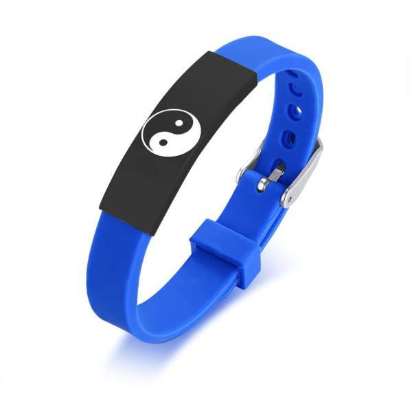 商品名:  SHNIAN Rubber with Titanium Steel Wristbands Adjustable to 8.66", Taichi Yin - Yang Bracelet Taoism Symbol Wristba...