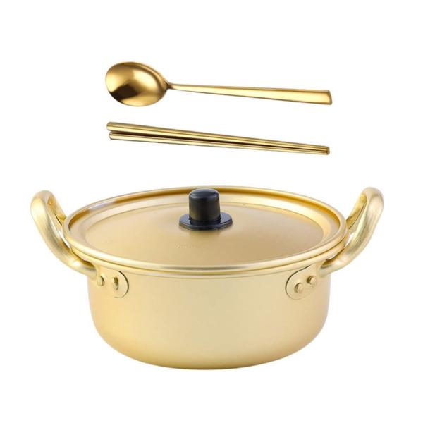 商品名:  Housoutil Noodle Pot 1 Set Ramen Pot Korean Ramen Cooking Pot with Lid Spoon Chopsticks Traditional Aluminum Insta...