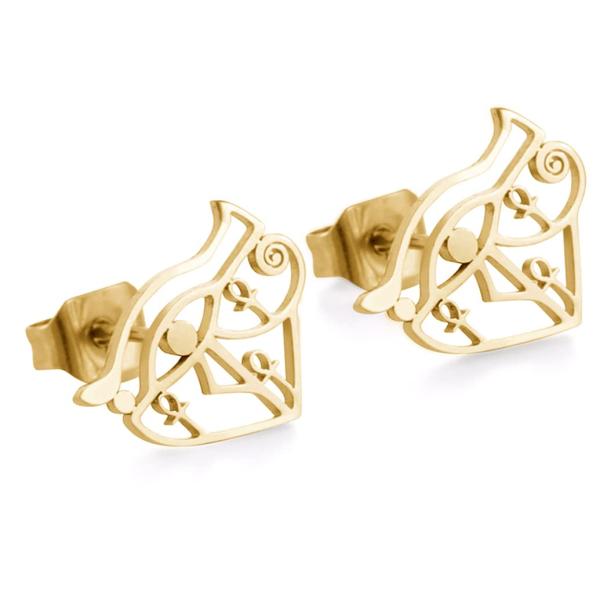 商品名: ホルスの目 十字架ピアス レディース ガールズ ステンレススチール 中空 古代エジプト 十字架 神秘的 ホルスの目 スタッドピアス スピリチュアル保護 お守りジュエリー, ステンレス鋼, 宝石なし Eye Of Horus Cro...