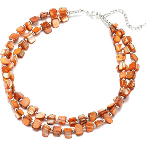 商品名ボーホー レイヤーシェルビーズネックレス ハンドメイドカラービーズチョーカーネックレス ホリデースタイル コスチュームジュエリー 女性用, プラスチック, 宝石なし。BULINLIN Boho Layered Shell Beaded...