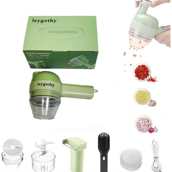 商品名:  Juego de cortador de verduras el〓ctrico de mano 4 en 1, electric vegetable chopper para ajo, pimienta, chile, cebo...