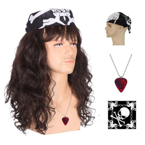商品名:  Deifor Eddie Munson Mens 80s Punk Rocker Disco Mullet Wig with Necklace and Bandana Long Curly Natural Looking Hai...