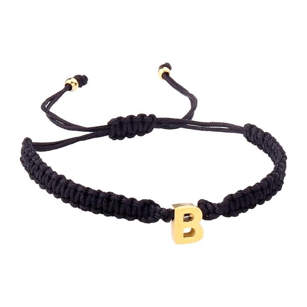 商品名:  Music Smart Watch Personalized 26 Initial Bracelet Gold Plated Letter Black Woven Bracelet Dainty Charm Bracelet W...