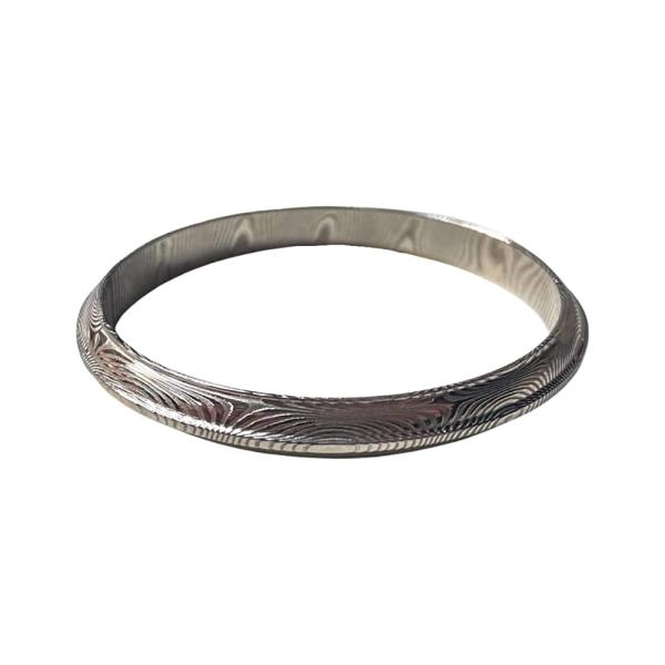 商品名:  Khalsa Raj Stainless Damascus Steel Karas, Sikh Kara Bracelet, Spiritual Punjabi Jewelry, Medium Heavyweight Kada ...