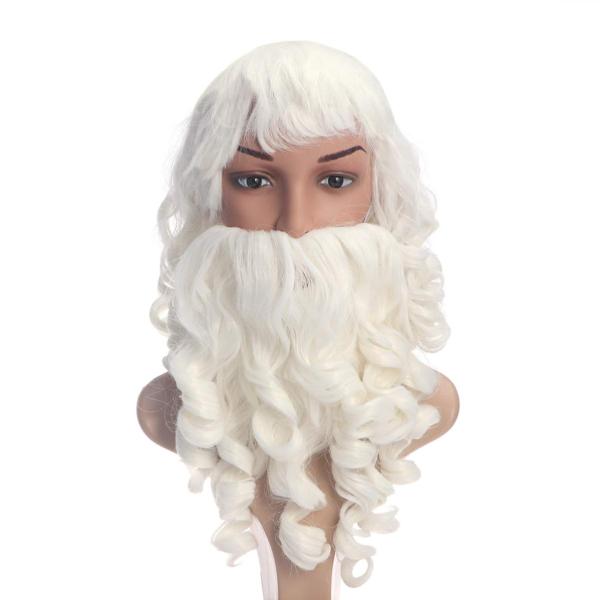 商品名:  LIOOBO Santa Claus Beard Hair Set: White Christmas Wig, Halloween Costume Props, Party Cosplay Curly Hair for Men ...
