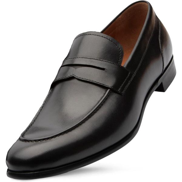 商品名Dunross &amp; Sons Mens Loafer Shoes. Brookes Black Penny Loafer for Men, Dress Slip-On Business Shoes.ブランド：Dunross &...