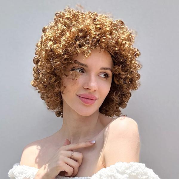 商品名:  Tembol Afro Wig for Men and Women 70s 80s Costumes Halloween Party Short Curly Hairpiece (Light Brown)ブランド: Tembol...