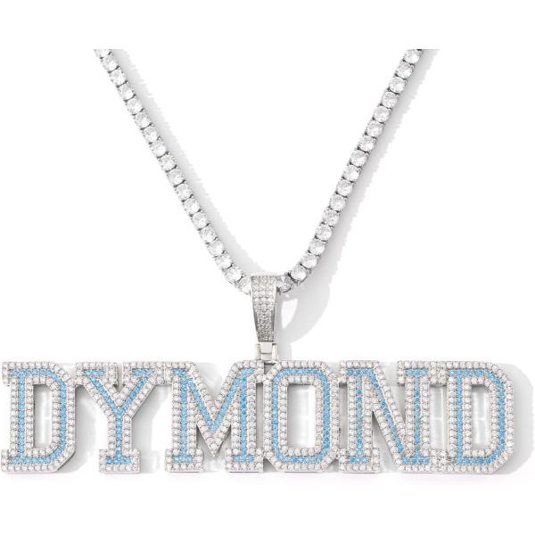 商品名Personalized Colorful Stones Name Necklace, 14k Gold Plated Customized Initial Letter Pendant with Diamonds Link Chai...