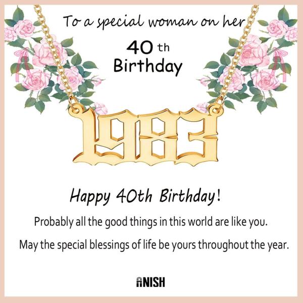 商品名Anish 誕生年ネックレス 18Kゴールドメッキ 誕生年番号 ペンダントネックレス ステンレススチール 誕生日年ネックレス 女性用 40歳~50歳, ステンレス鋼, 宝石なし40th Birthday Gifts for Women...