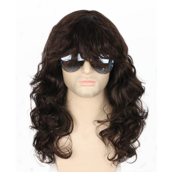 商品名: Topcosplay メンズ ウィッグ ロング ダークブラウンカーリー 巻き毛 Eddie Munson ハロウィーン 80年代のロッカーヘビーメタルパンクカーリーウィッグ コスプレ 衣装パーティー Topcosplay Men ...