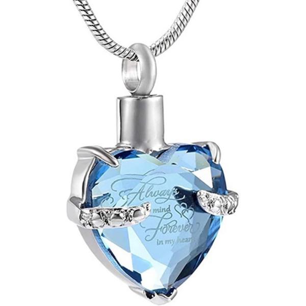 商品名ハート火葬骨壺ネックレス 遺灰用 誕生石 クリスタル 遺灰用 ハートネックレス クリスタル 火葬 ハートジュエリー メモリアル 骨壺ネックレス 遺灰用 充填キット付き 女性用, ステンレス鋼, 宝石なし。Heart Cremation...