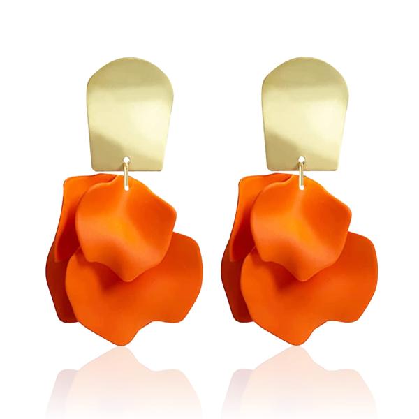 商品名: Just Follow バラの花びらダングルイヤリング ファッション ボーホー アクリルフラワーイヤリング 大きなステートメント 樹脂フローラルイヤリング レディース ブライダル ページェントプロムギフトに最適 ギフトボックス付き...