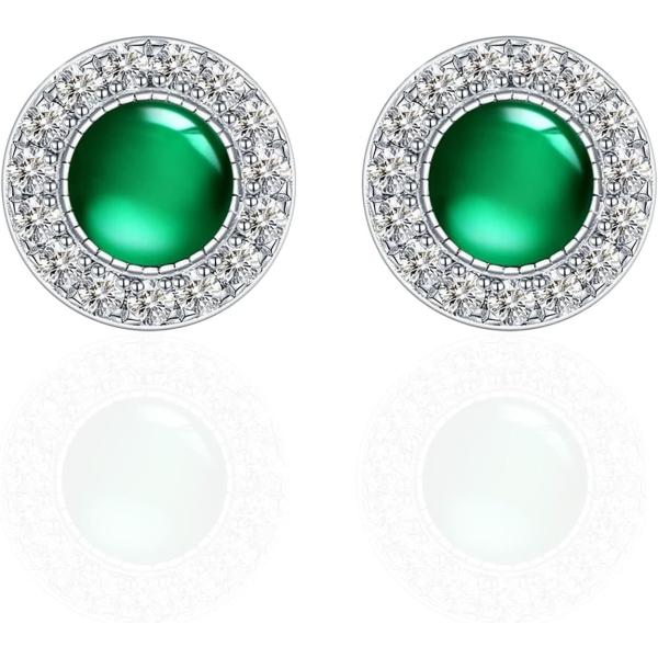 商品名イヤリング - スターリングシルバー ホワイトゴールドメッキ 1ct 成長するエメラルド、925 シルバー ラウンドシェイプチャーム 成長するエメラルド スタッドイヤリング、女性、母、妻、ガールフレンドへのギフトに最適のレディースジュ...