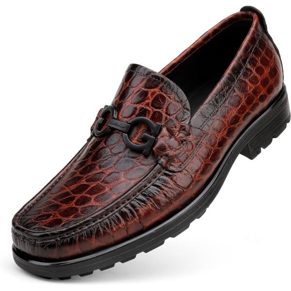 商品名Mens Luxury Leather Penny Loafer, Fashion Comfort Dress Shoes Classical Handmade Slip on Loafer Shoes for Men (Brown)...