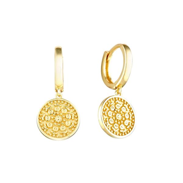 商品名:  Dsnyu Earrings for Women Sterling Silver, Men Earrings, Dangle Round Vintage Flower Pattern Hoop Earrings Thin for...