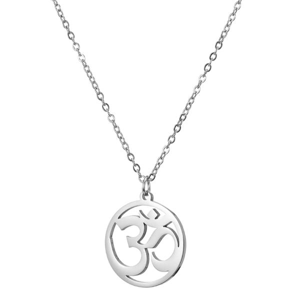 商品名: 女性用ネックレス - Aum Om Ohm サンスクリットシンボル ラウンドペンダント ビーズ 2層チェーン チャームネックレス ヒンドゥー教 ヨガ サンスクリット パーソナライズ アミュレット 上品なペンダントネックレス ジュエ...