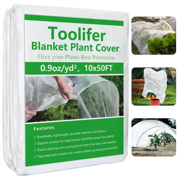商品名: Toolifer 植物カバー 凍結防止 10x50フィート 長方形植物ブランケット 寒い天候用 再利用可能なフローティング列ファブリックカバー 霜雪 みぞれ 風 太陽 害虫保護 (フレームやフープは含まれません) Toolifer...