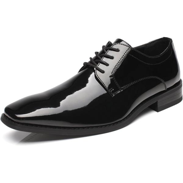 商品名Faranzi Tuxedo Oxford Patent Leather Plain Toe Wedding Dress Shoes for Men Lace up Comfortable Formal Business Shoes,...