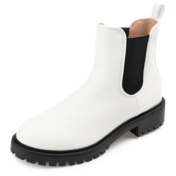 商品名:  Journee Collection Womens Kenova Round Toe Block Heel Chelsea Booties White 12 Medium WOMENS USブランド: Journee Colle...