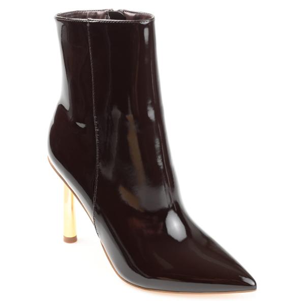 商品名: Journee Collection レディース Rorie ポインテッドトゥ スティレット アンクルブーツ, 特許/ブラウン, 9 Journee Collection Womens Rorie Pointed Toe Stil...