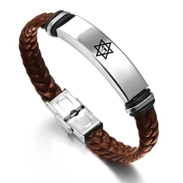 商品名:  ForeverWill Star of David Leather Bracelet Jewish Chai Kabbalah Bangle Hebrew Letter Jewelry for Women Men Jewish ...