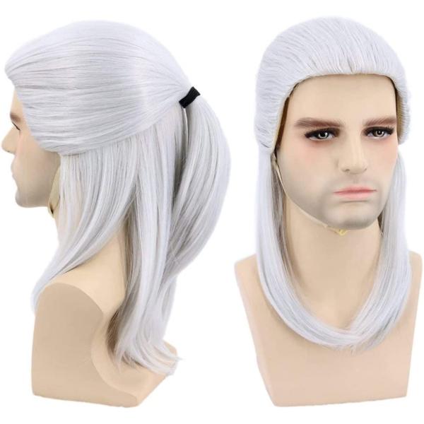 商品名:  NNOLA Long Silver Grey Wig for Man Geralt of Rivia Wig Inspired by Witcher Halloween Cosplay Costume Wigsブランド: NNO...