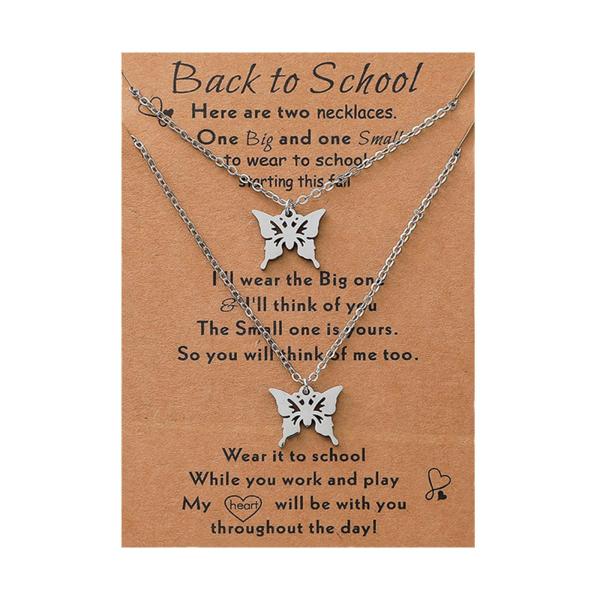 商品名:  Back To School Gifts Mother Daughter Necklace Set For 2 First Day Of School Mommy And Me Butterfly Matching Jewelr...