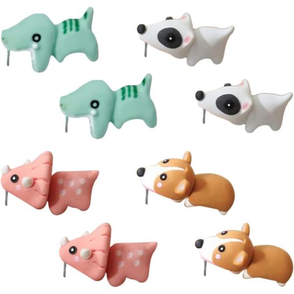 商品名アニマルバイトイヤリング 4ペア 3D漫画ピアスイヤリング キッズ ガールズ レディース ハロウィン クリスマス4 Pairs Animal Bite Earring 3D Cartoon Piercing Earrings for ...