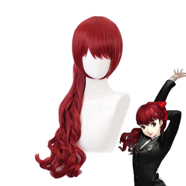 商品名:  ydound Cosplay Wig Persona 5 Yoshizawa Kasumi Wig Cosplay Costume Red Long Curly Ponytail Heat Resistant Synthetic...