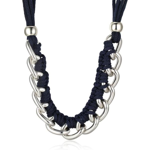 商品名ステートメント ハンドメイド シルバーレイヤードチェーンネックレス 女性用 編み込みチョーカー パーソナライズされたチャンキーコスチューム 誕生日パーティージュエリー, 亜鉛, アルミニウムTiberu Statement Handm...