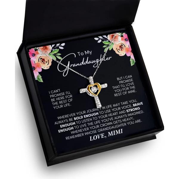 商品名Cross Dancing Necklace To My Granddaughter, Be Bold Enough Necklace, Gifts From Mimi To Granddaughter, Sterling Silve...