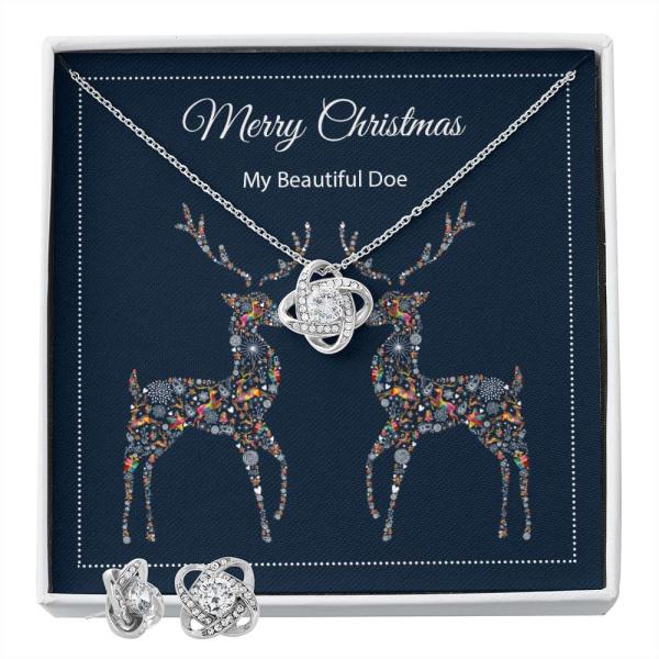 商品名:  Christmas Gift Set -To My Beautiful Doe - Necklace &amp; Earrings Set - To My Soulmate - From Husband to Wife - Fr...