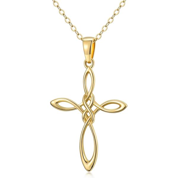 商品名KECHO 十字架ネックレス レディース 14K イエローゴールド 宗教 聖十字架ペンダントネックレス ジュエリーギフト レディース ガールズ 母 娘 妻 イエス, Yellow Gold, 14K。KECHO Gold Cross ...