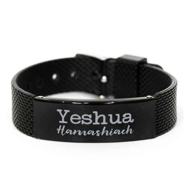 商品名:  Jewish Israel Hebrew Black Shark Mesh Bracelet, Yeshua Hamashiach Bracelet, Israel Christmas Gifts Jewelry for Men...
