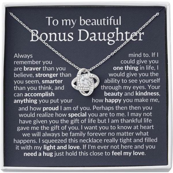 商品名To My Bonus Daughter、ボーナスの娘ネックレス、義理の娘へのギフト、ボーナスの娘へのギフト、義理の娘へのギフト ラブノットネックレス A1, 金属, キュービックジルコニアto My Bonus Daughter, ...