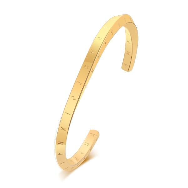 商品名: メンズ バイキング カフブレスレット ギフト ステンレススチール 北欧 ルーンジュエリー Pulseras para hombres ブラック/シルバー/ゴールド/グレー バングルブレスレット, M(fit 7"-7.5" wri...