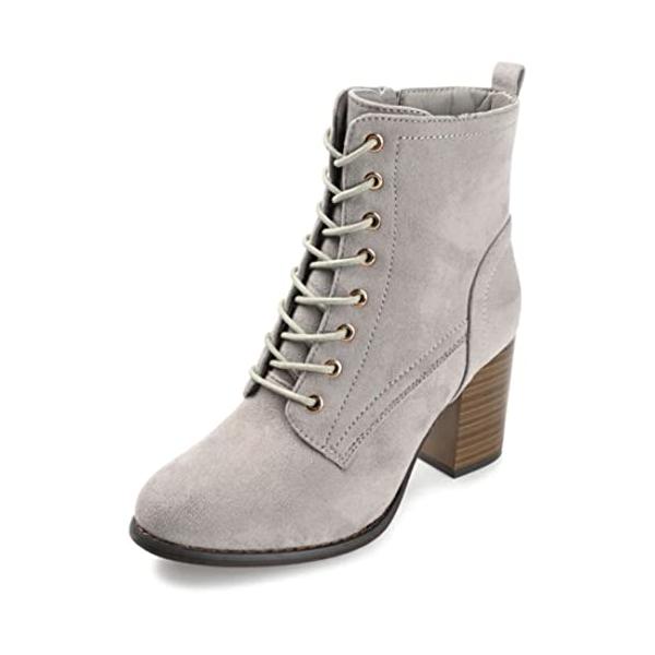 商品名: Journee Collection レディース ミディアム&amp;ワイド幅 ベイラーブーティー, グレー, 10 Wide Journee Collection Women's Baylor Lace Up Bootie wi...